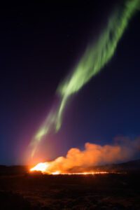 Photographing the Aurora Borealis Above an Eruption (Again)